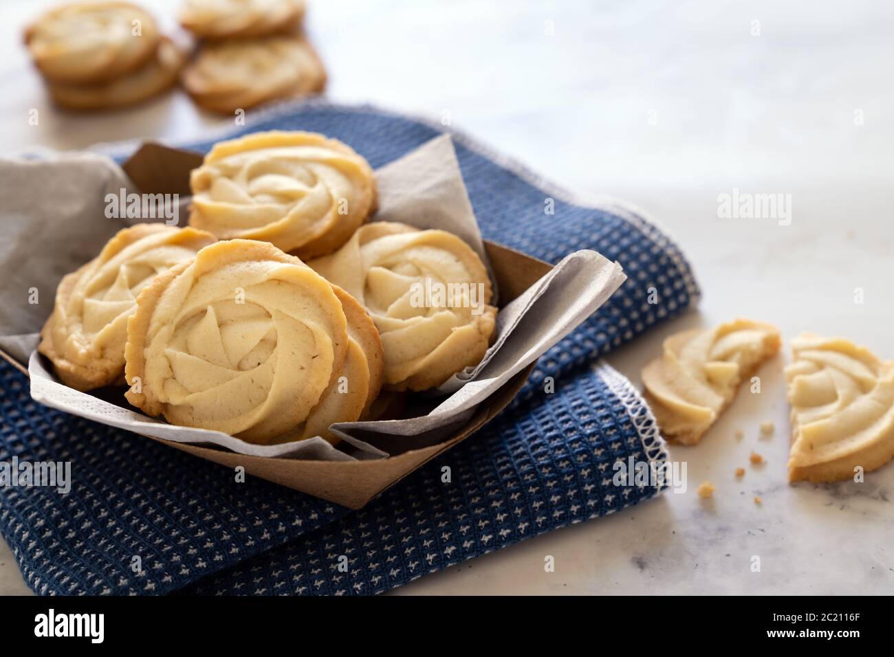 Homemade butter cookies in paper basket Stock Photo - Alamy