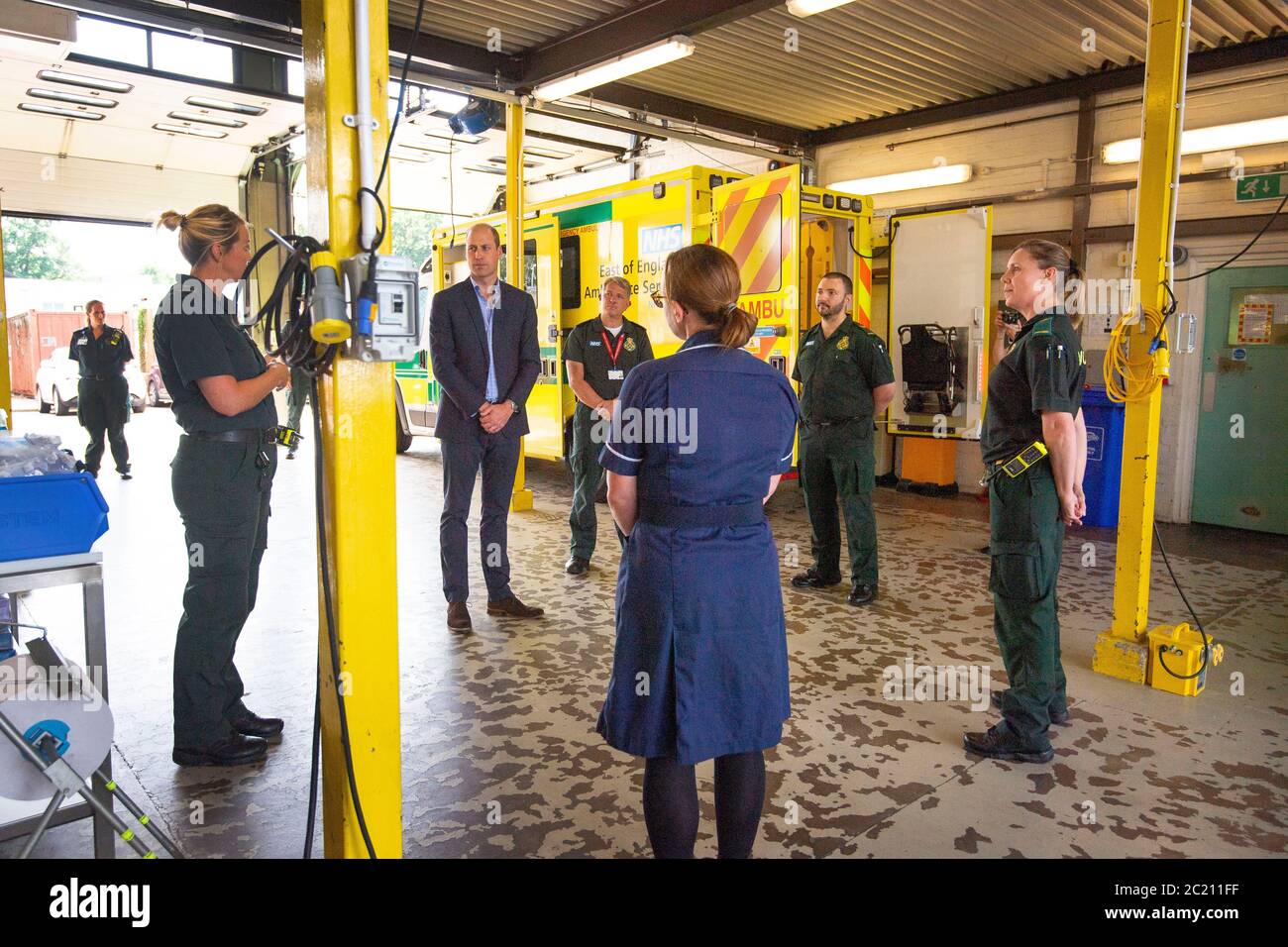 The Duke of Cambridge meets paramedic staff, maintaining social ...