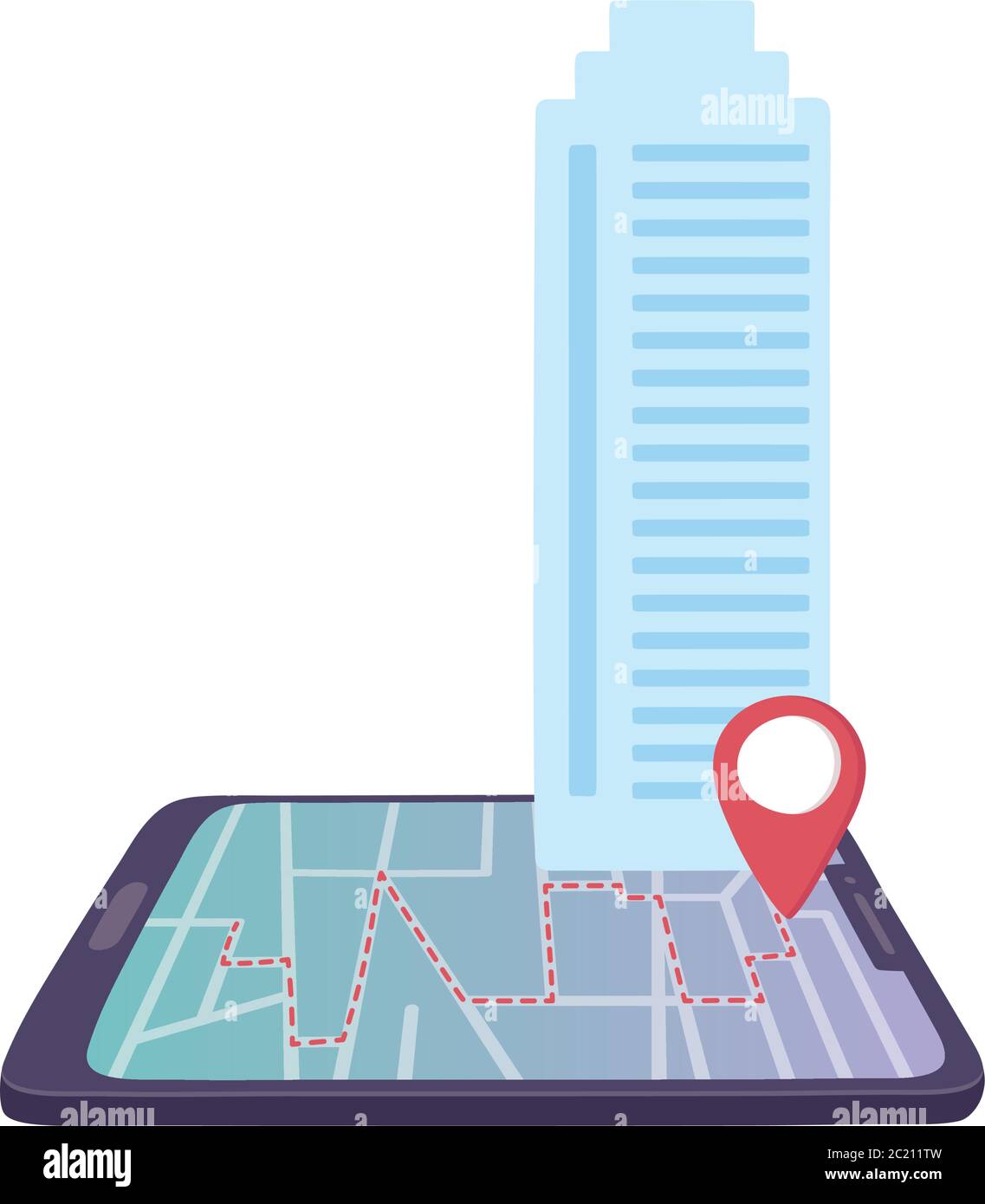 smartphone gps navigation pointer map building isolated icon design ...