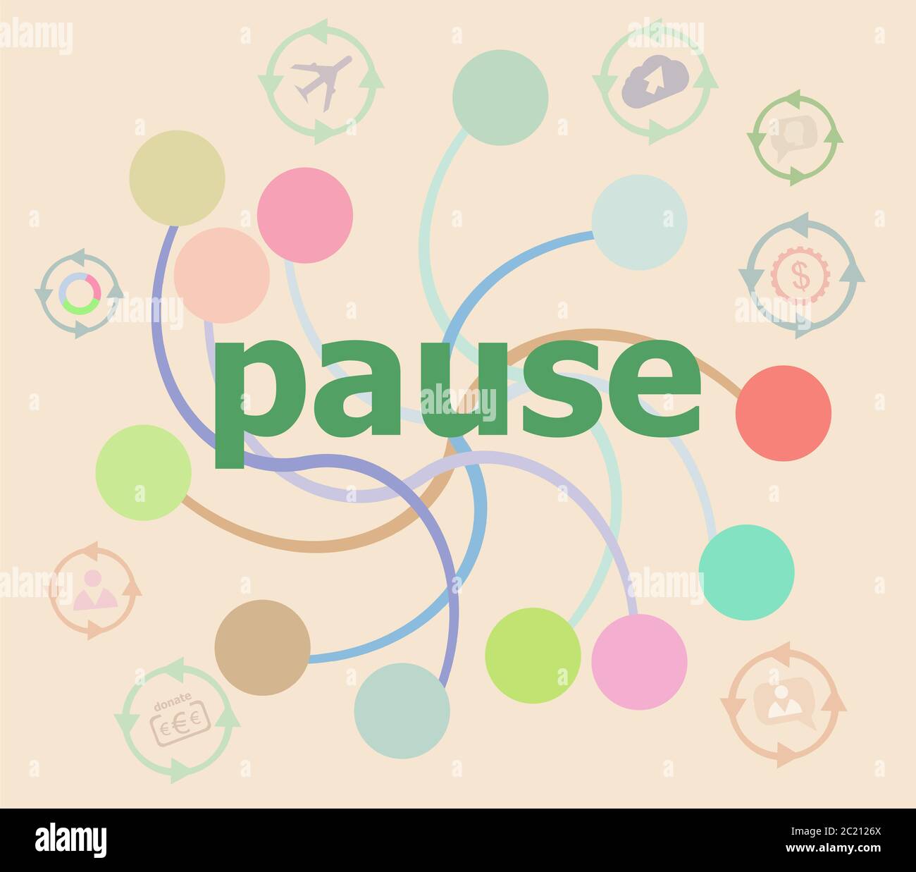 Pause word on digital background. Time concept . Futuristic graphic ...