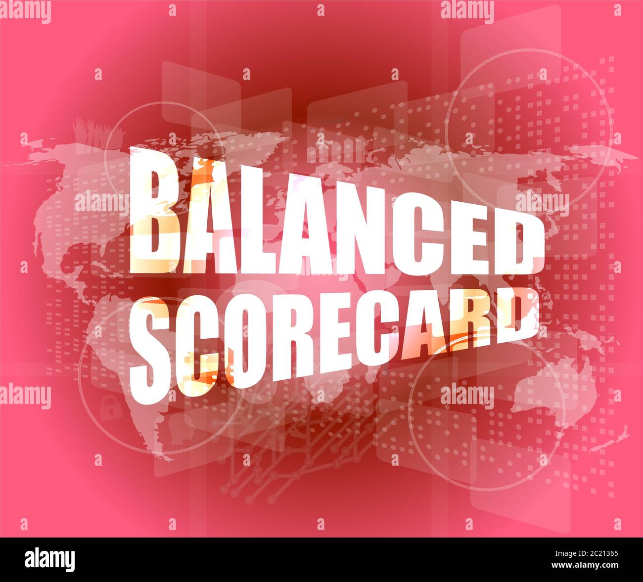 words balanced scorecard on digital screen, business concept Stock ...