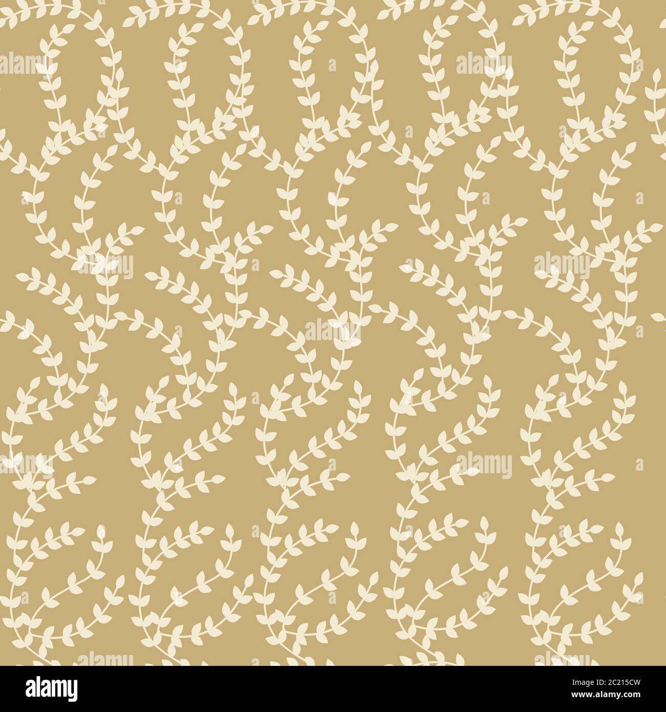 Seamless pattern of beige wallpaper with leaves silhouettes flat vector ...
