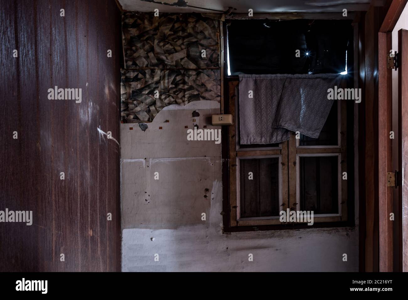 Bangkok, Thailand - Jan 19, 2020 : Abandoned room with window was left ...