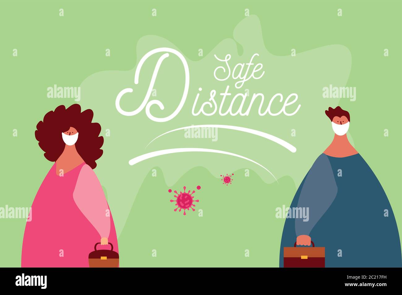 people practice social distancing, poster vector illustration design ...