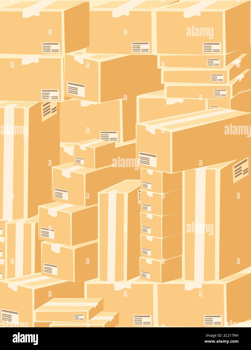 Stack of different parcel packaging box set cardboard material flat ...