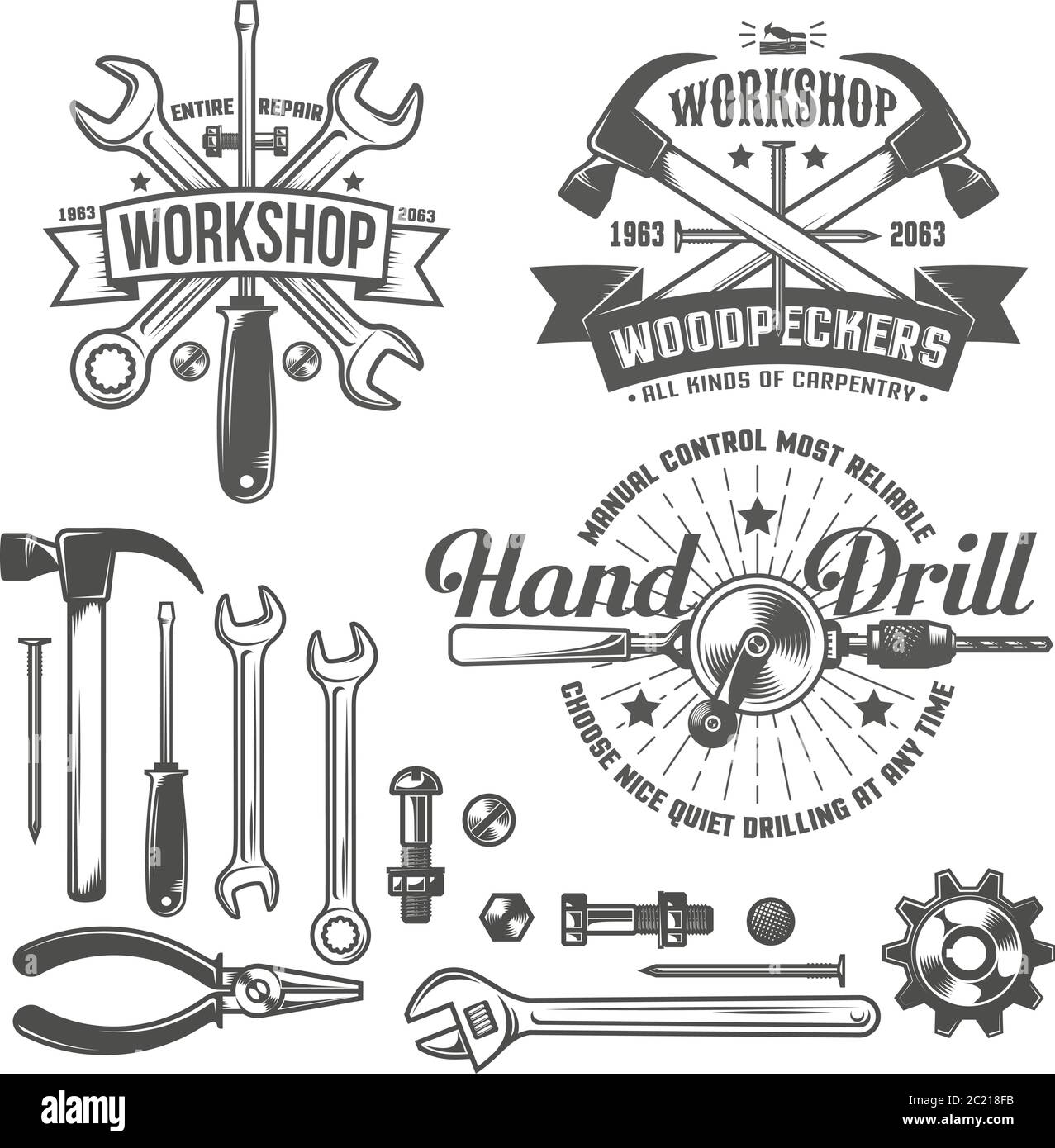 Workshop logo Stock Vector Images - Alamy