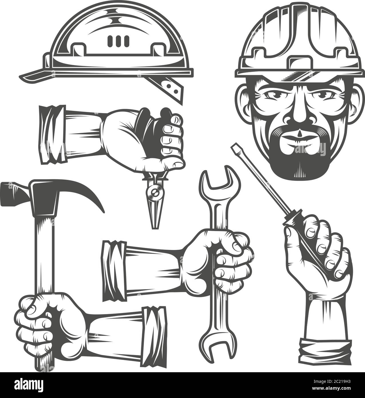 Hands holding hammer Stock Vector Images - Alamy