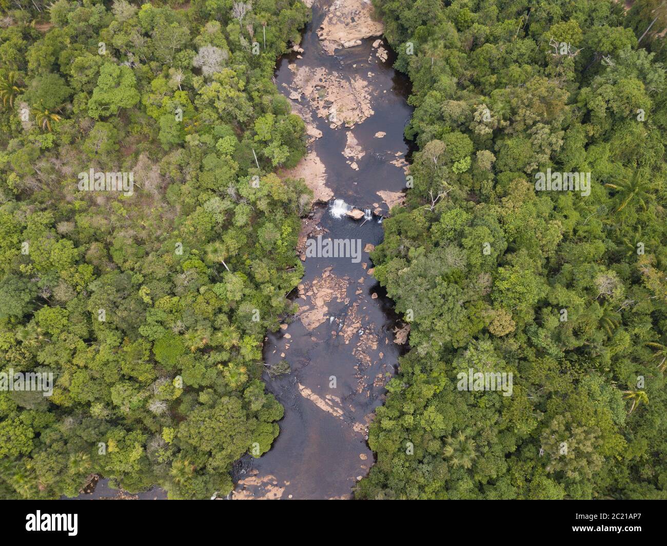 Beautiful drone aerial view over Curua River waterfalls and forest ...