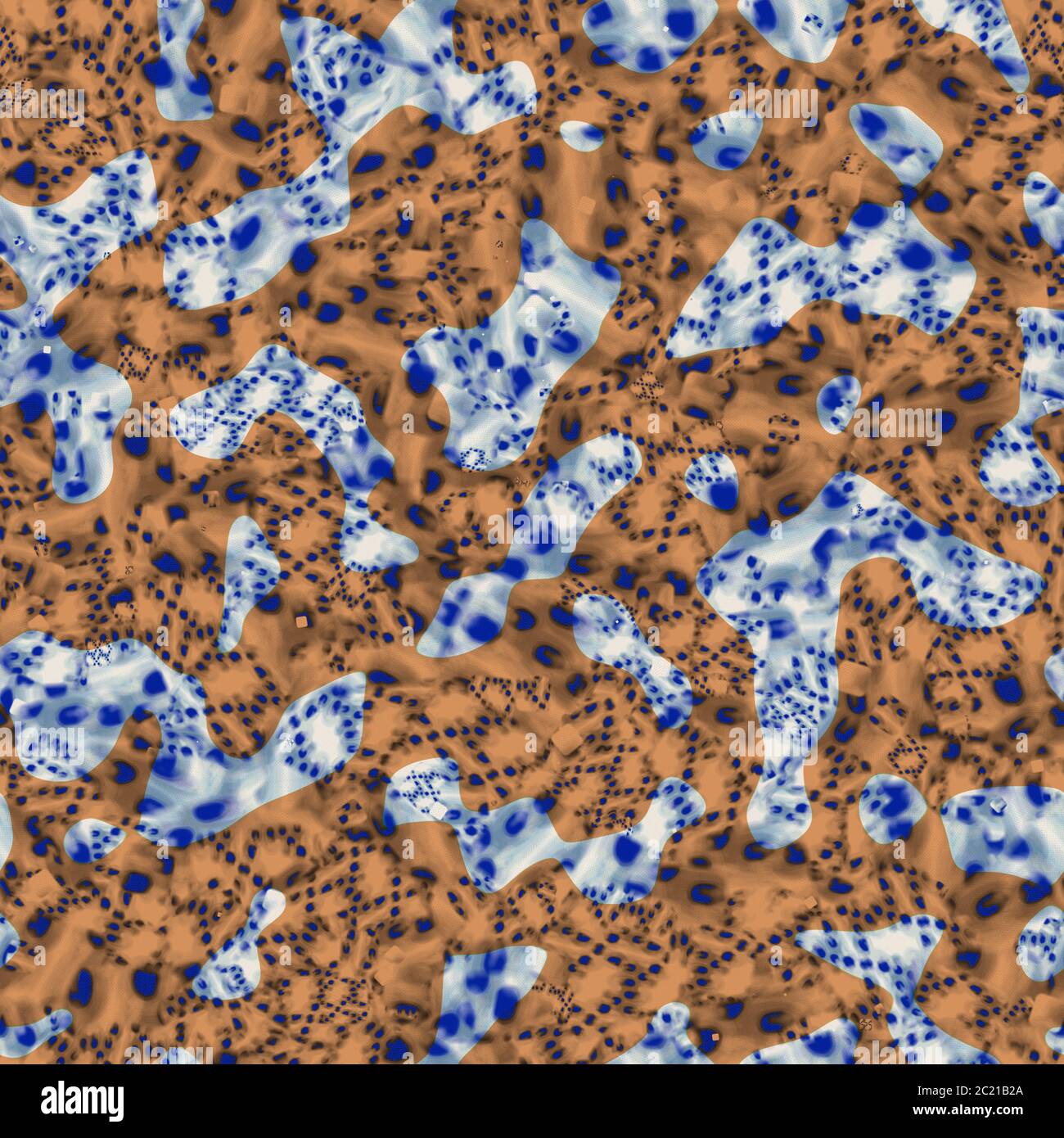 Seamless indigo dyed bandana texture. Blue orange stain woven cotton ...