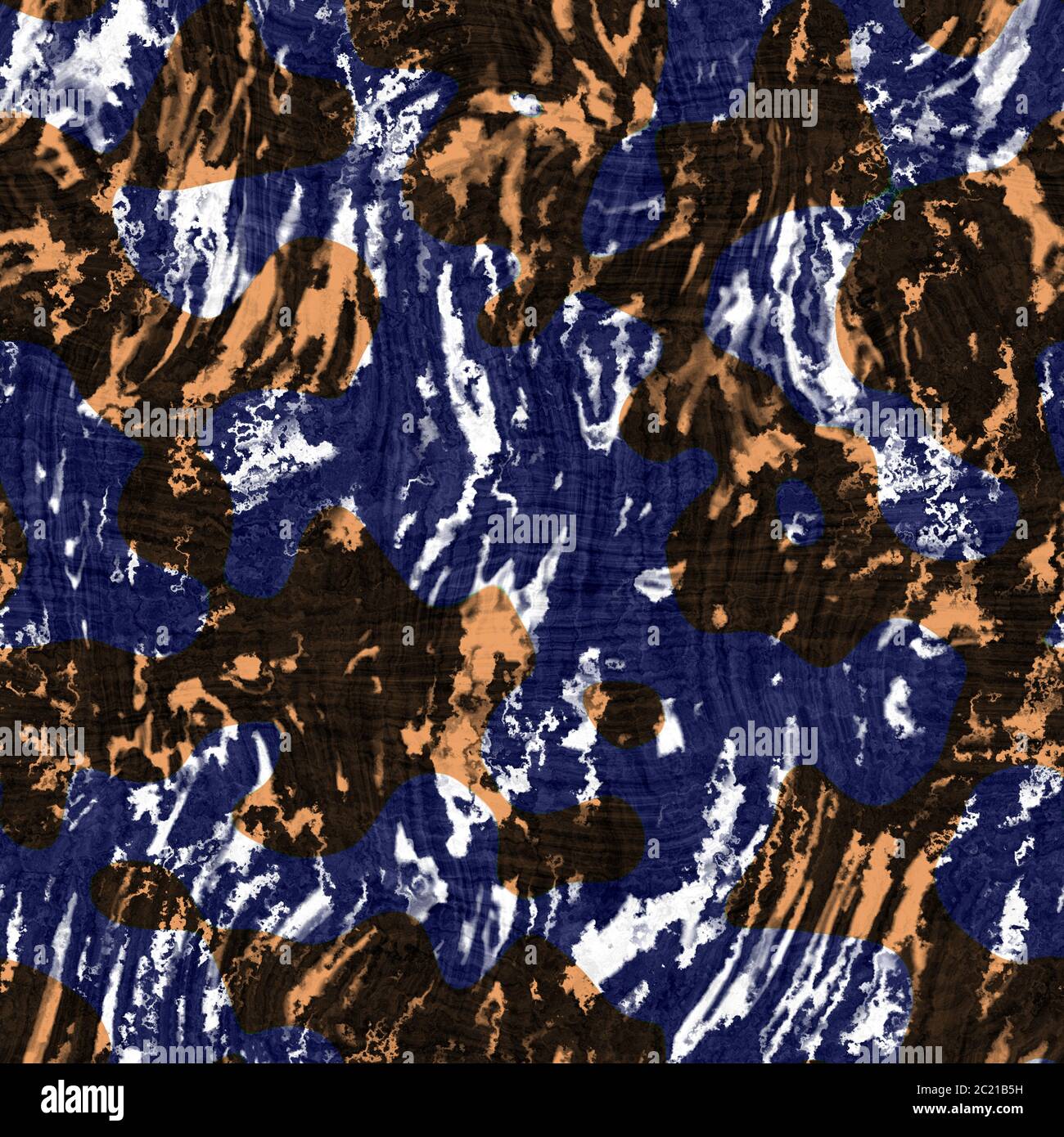 Seamless indigo dyed bandana texture. Blue orange stain woven cotton ...