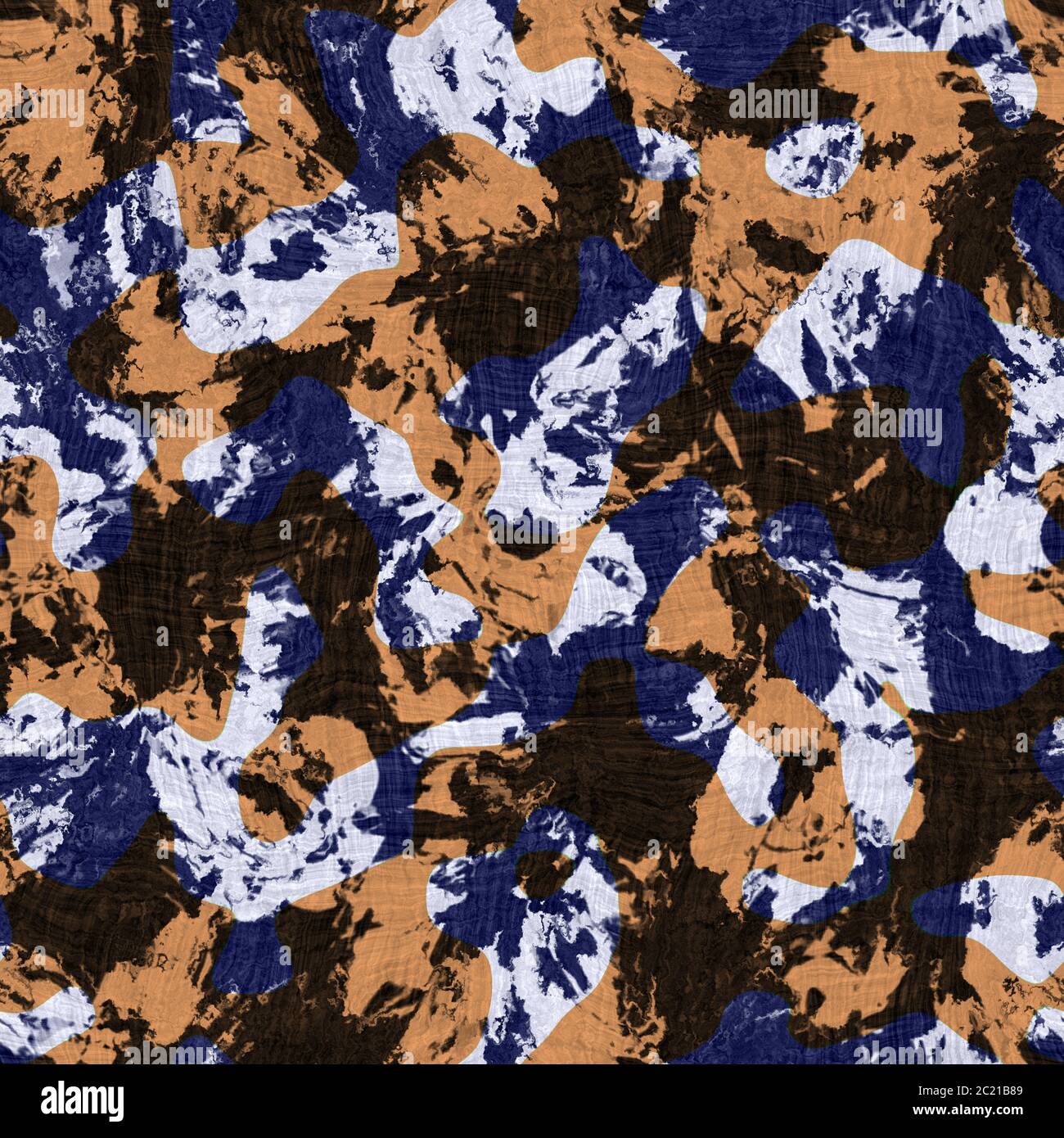 Seamless indigo dyed bandana texture. Blue orange stain woven cotton ...