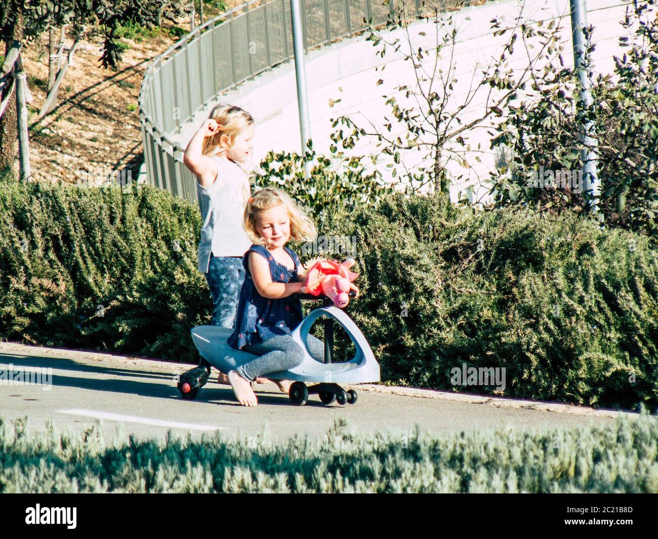 Jerusalem Israel September 11, 2018 View of kids playing in a public ...