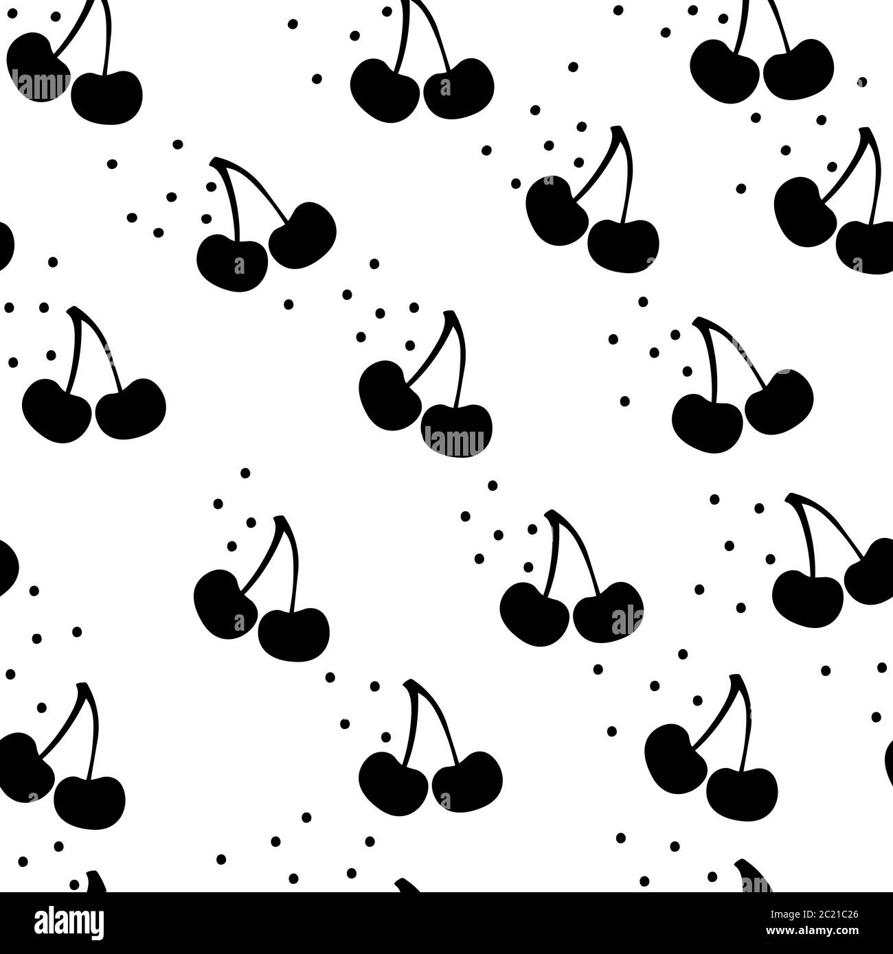 Seamless pattern with fresh red cherries berry flat vector illustration ...