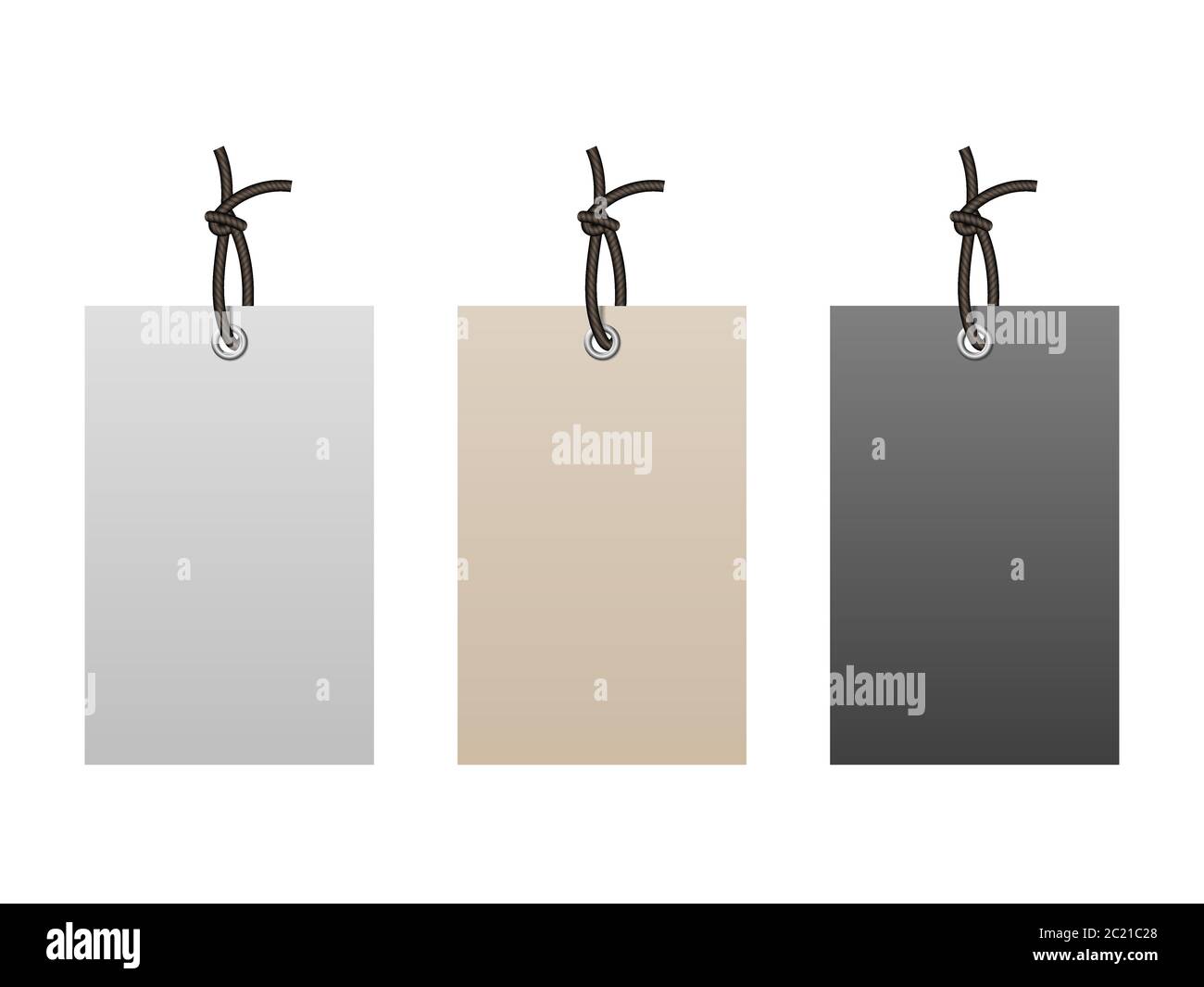 Realistic empty paper tags with string isolated on white background ...