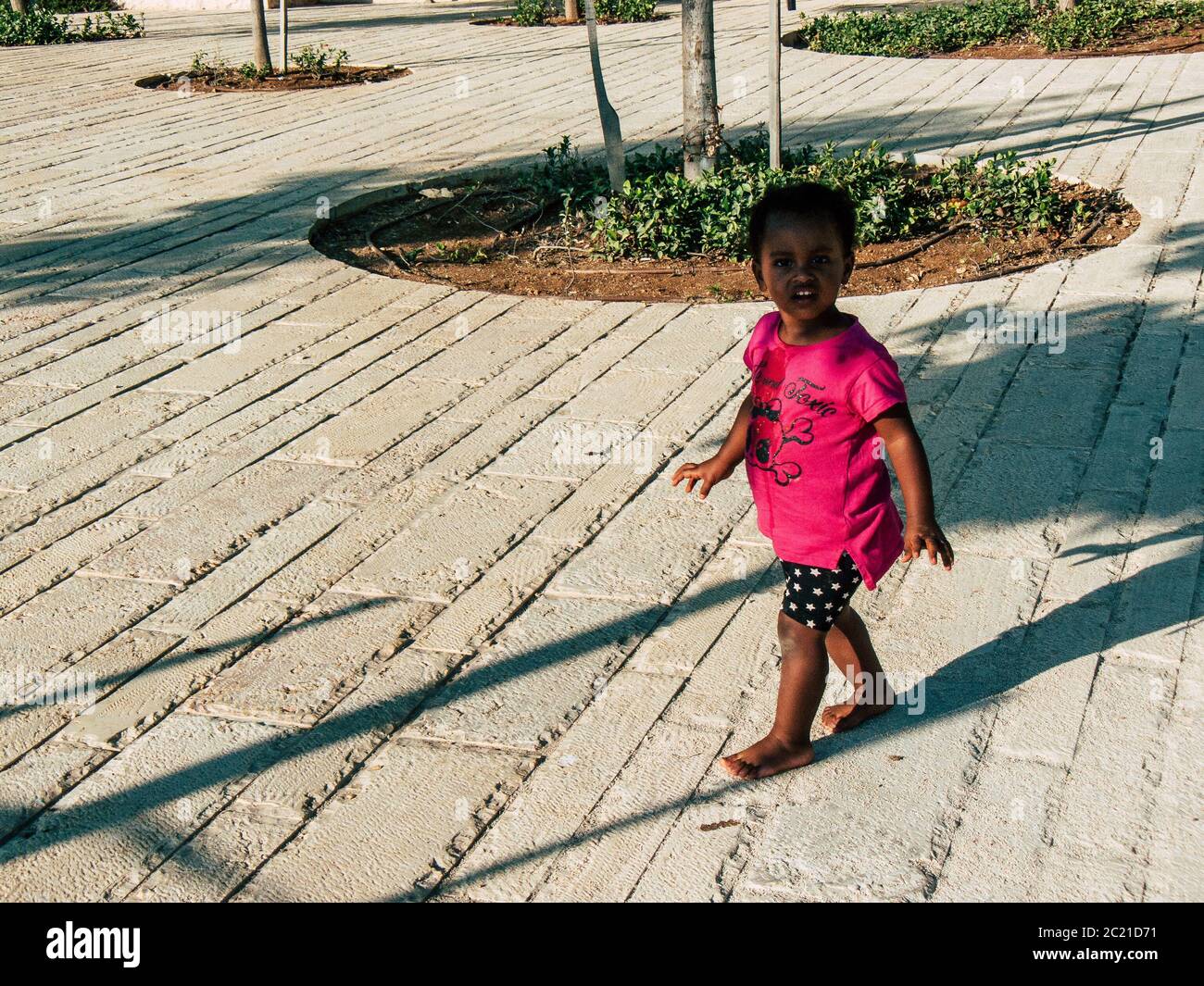 Jerusalem Israel September 11, 2018 View of Israeli kids playing with a ...
