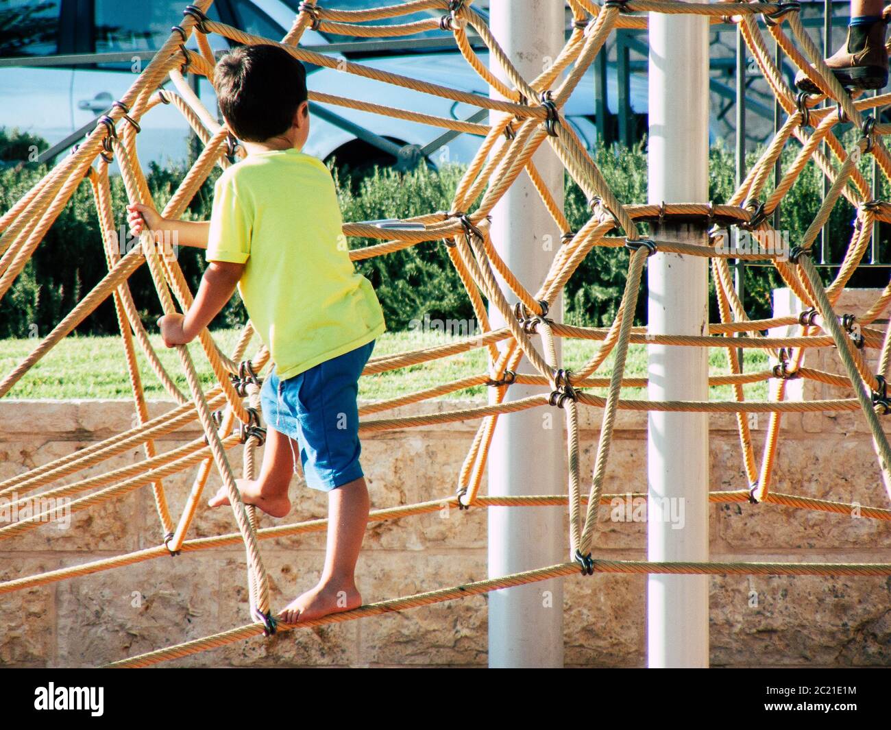 Jerusalem Israel September 11, 2018 View of Israeli kids playing with a ...