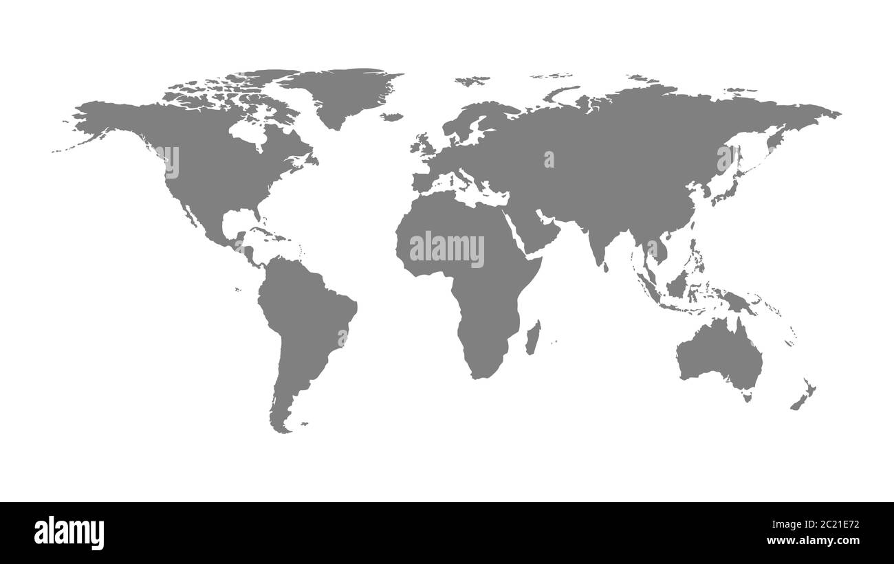 Flat world map isolated on white background, vector illustration Stock ...