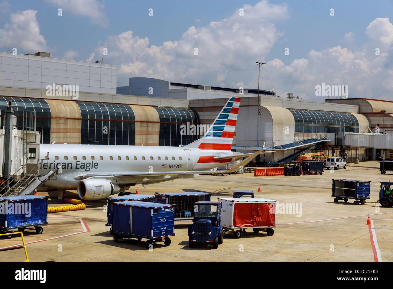 10 JUN 20 Charlotte, NC US: American Airlines plane on the airport ...
