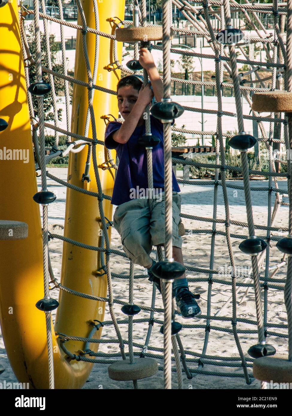 Jerusalem Israel September 11, 2018 View of kids playing in a public ...