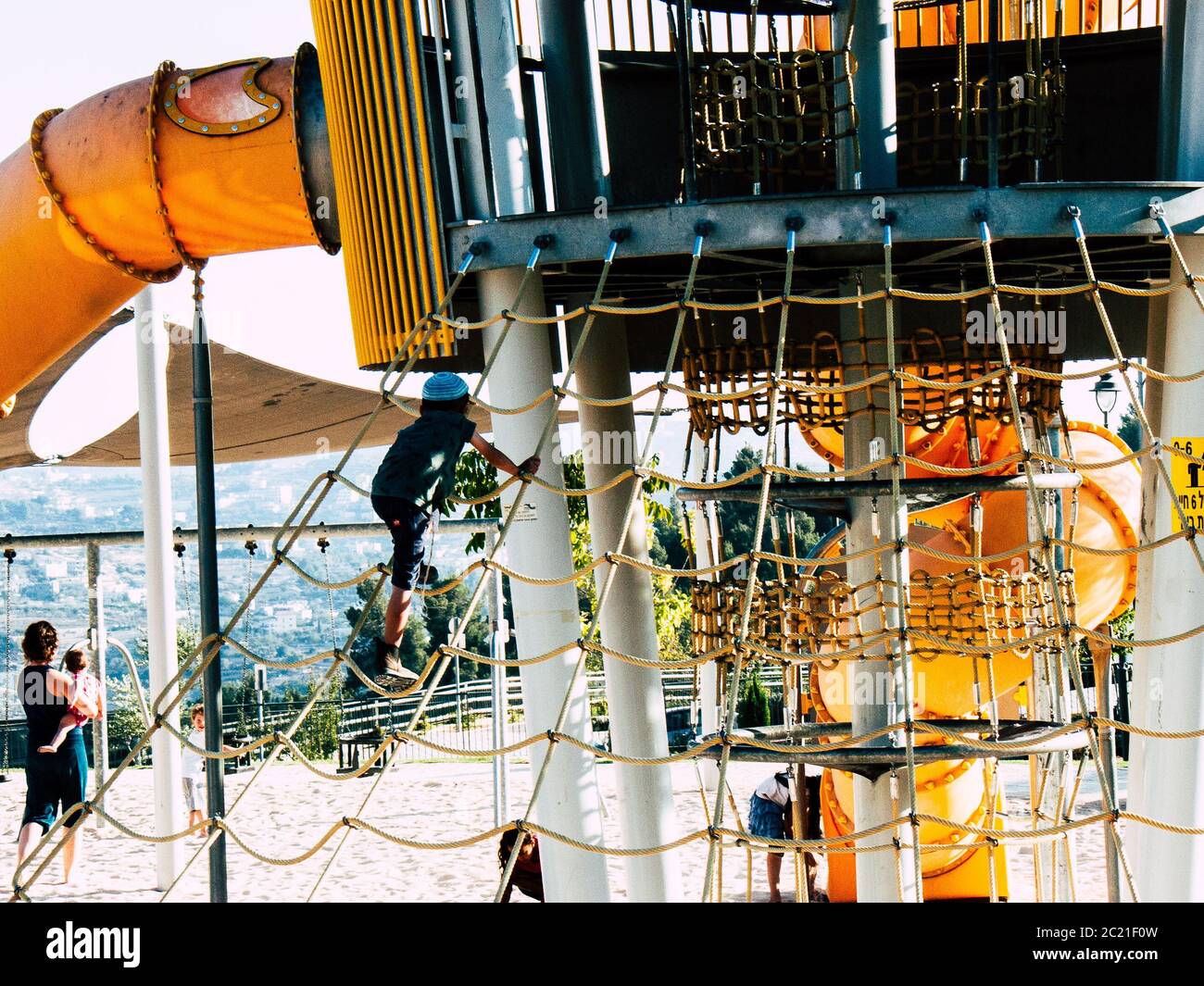 Jerusalem Israel September 11, 2018 View of kids playing in a public ...