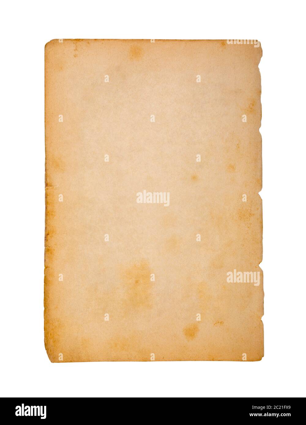 Old and dirty sheet of paper isolated on white background with clipping ...