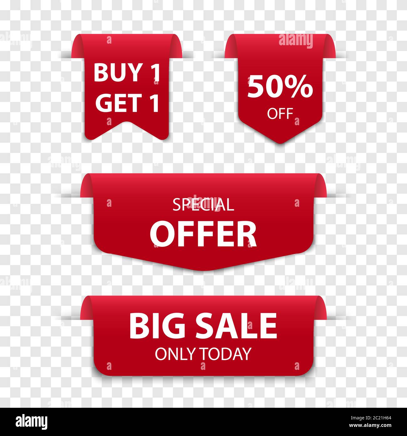 3D red bookmark tag sale isolated on transparent background, vector ...