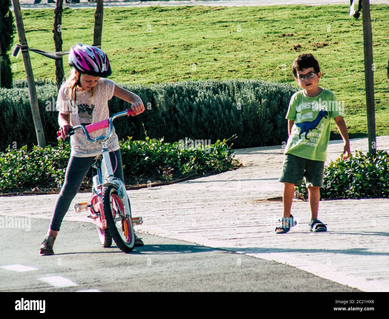 Jerusalem Israel September 11, 2018 View of Israeli kids playing with a ...