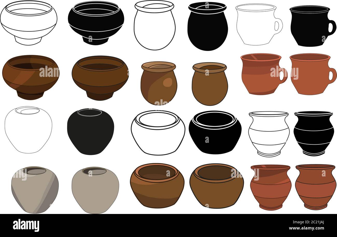 vector, isolated clay pot, collection Stock Vector Image & Art - Alamy