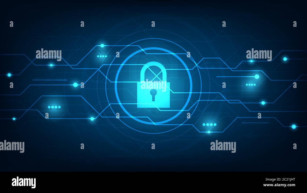 Cyber technology security, network protection background design, vector ...