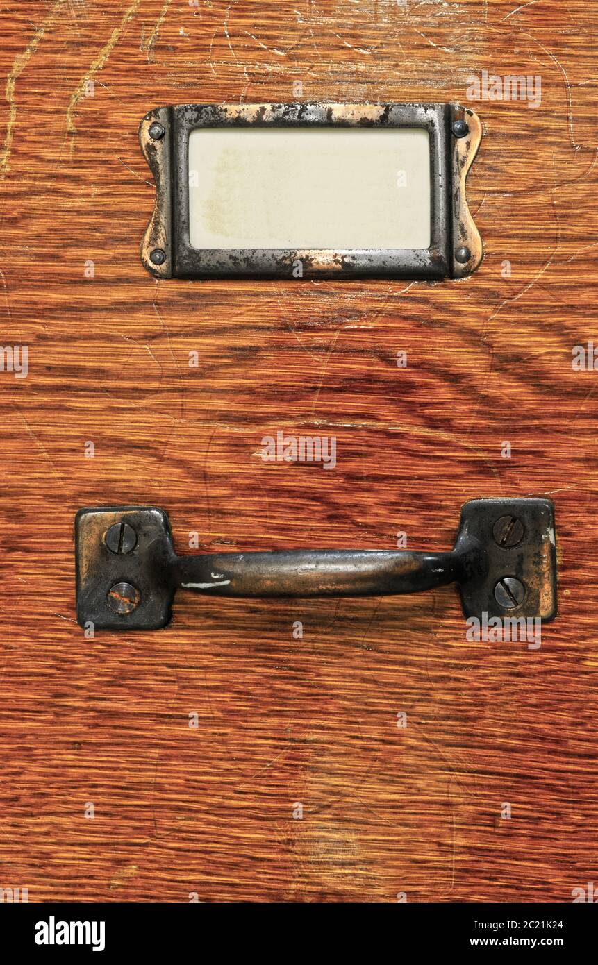 vintage wooden archive box with metal handle Stock Photo - Alamy