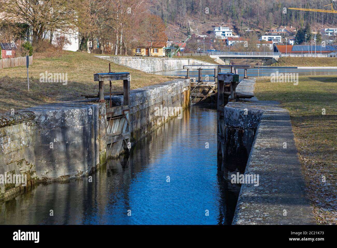 Lock at historic Ludwig Danube Main Canal in Kelheim Stock Photo - Alamy