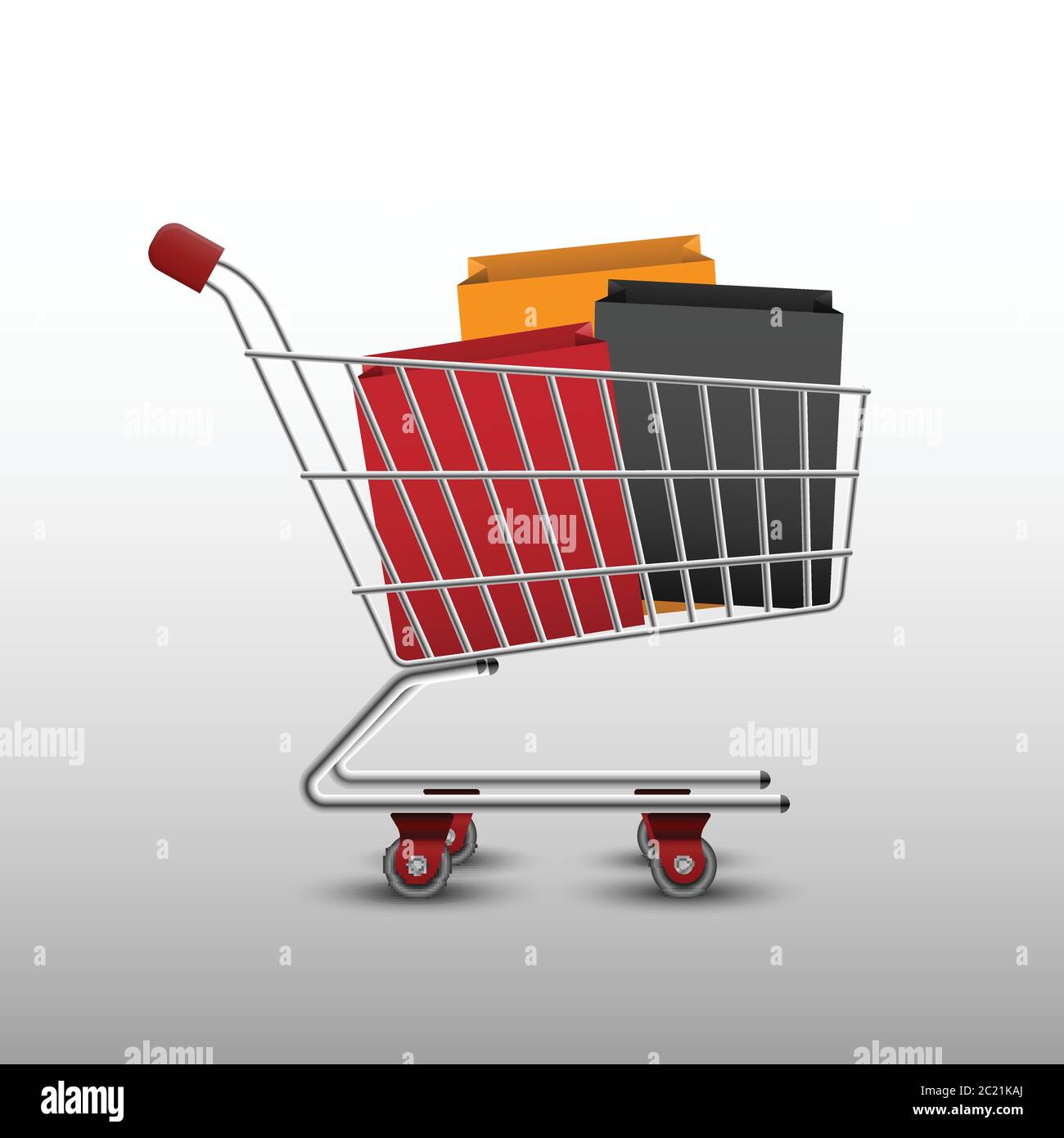 Shopping cart and bags isolated vector illustration Stock Vector Image ...