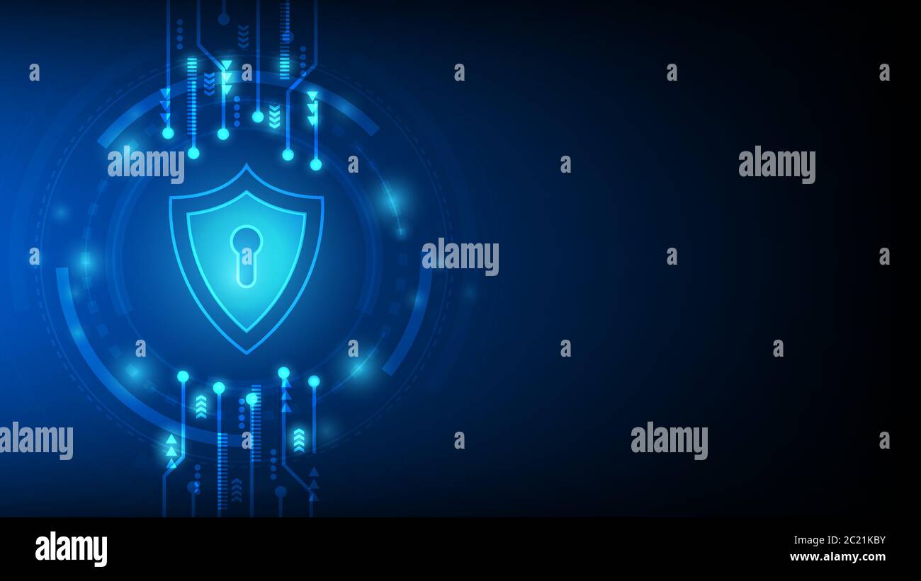 Cyber technology security, netwok protection background design, vector ...