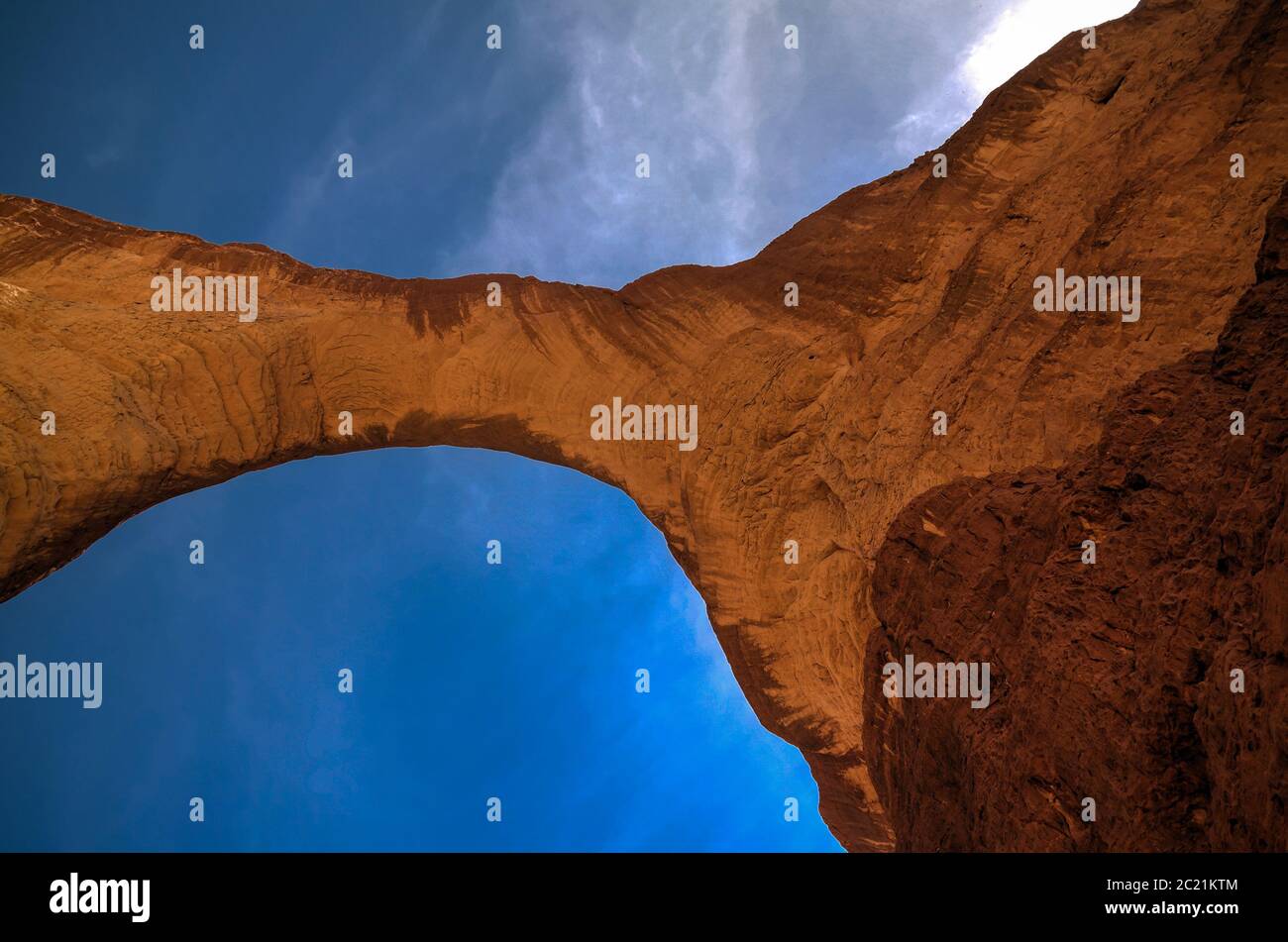 bottom up view Abstract Rock formation at plateau Ennedi aka Aloba arch ...