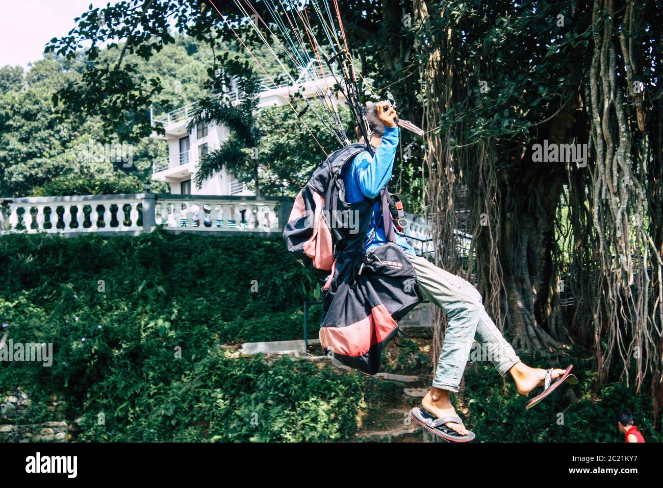 Pokhara Nepal October 6, 2018 Portrait of a young Nepali kid learning ...