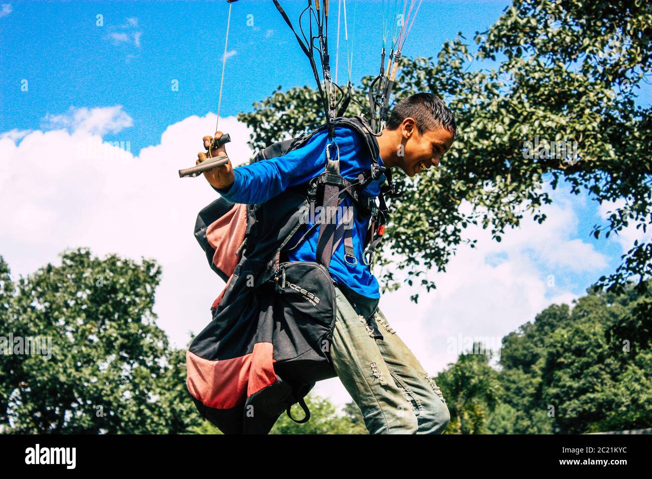 Pokhara Nepal October 6, 2018 Portrait of a young Nepali kid learning ...