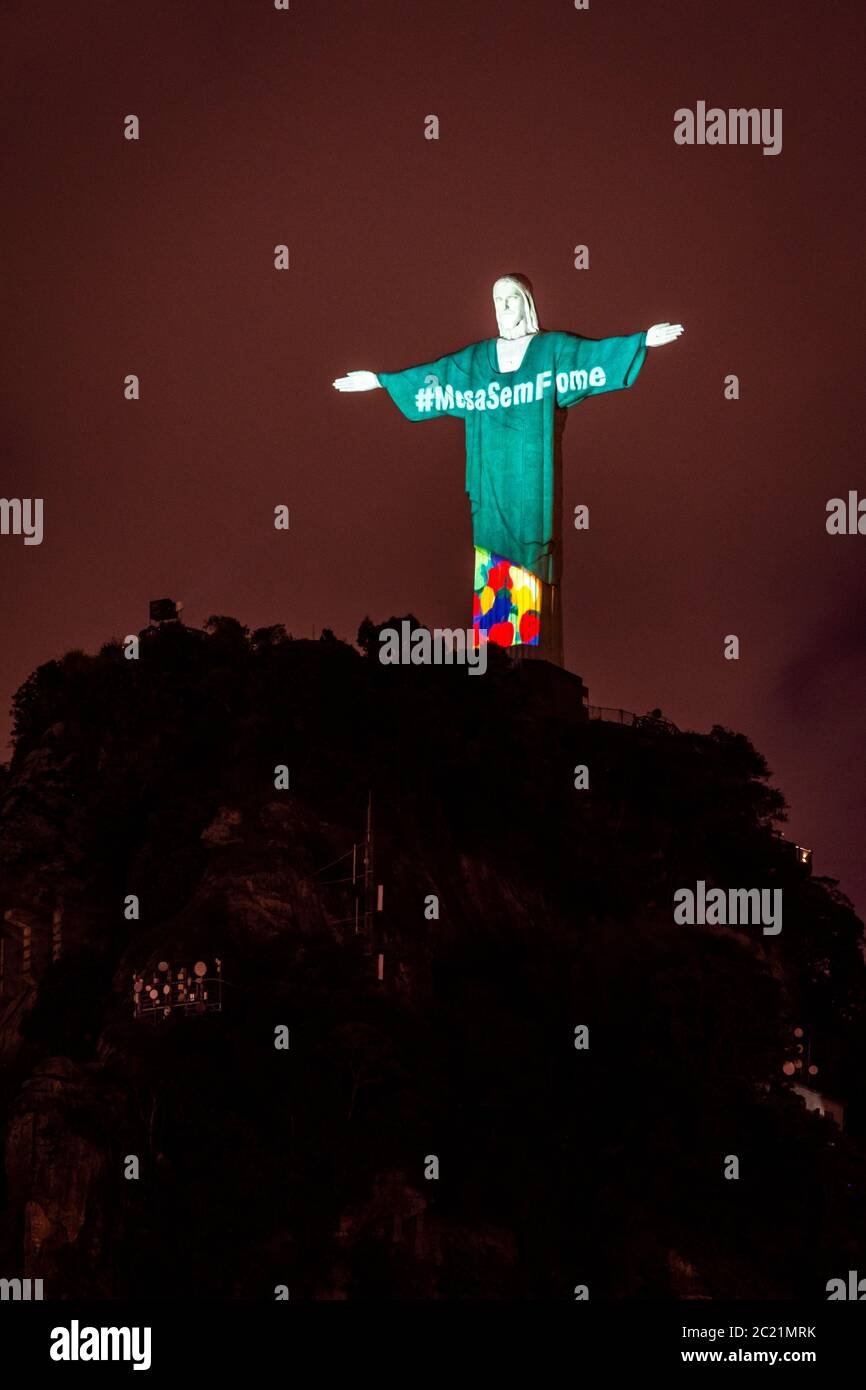 Beatiful view to Christ the Redeemer Statue at night with special ...