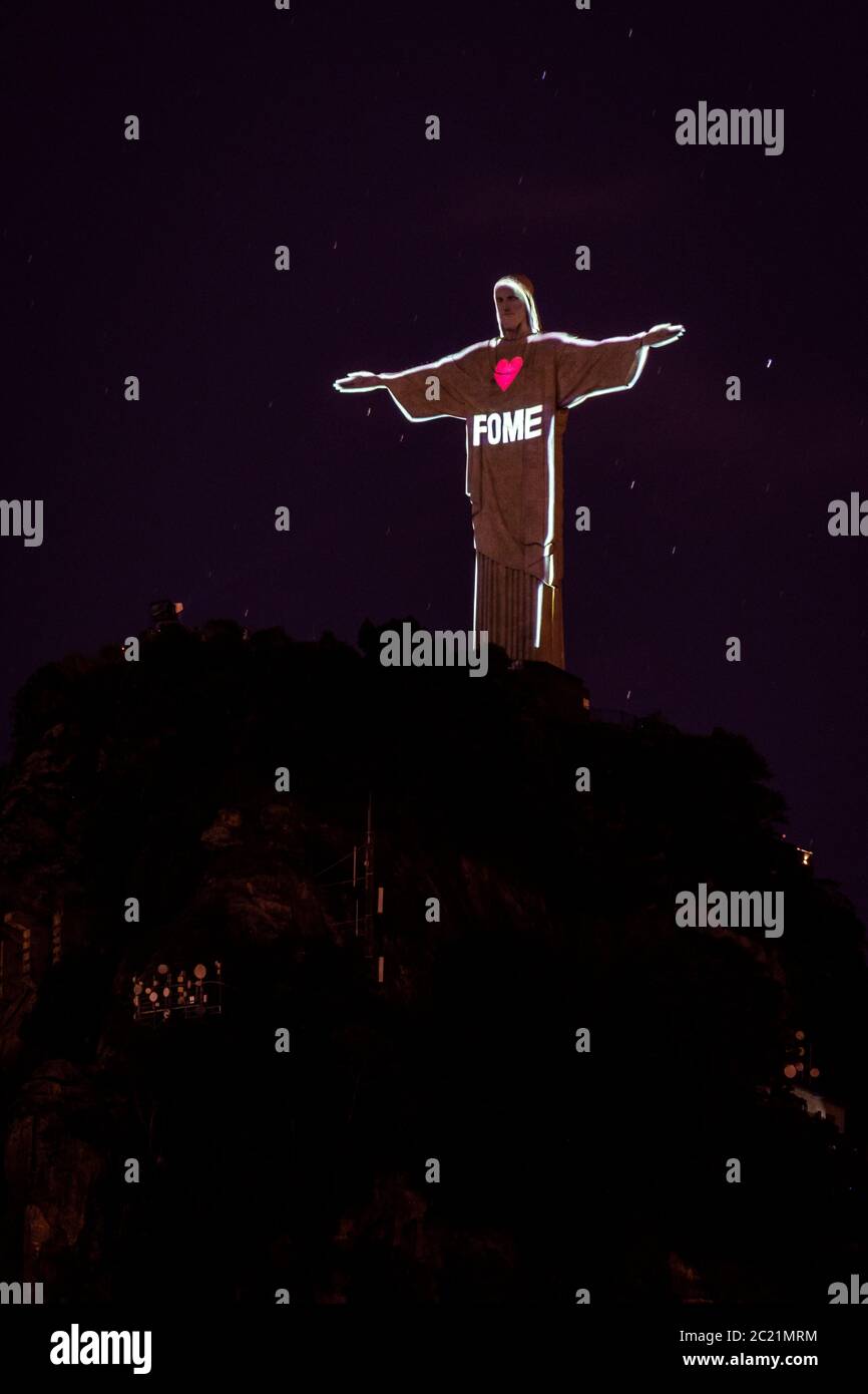 Beatiful view to Christ the Redeemer Statue at night with special ...