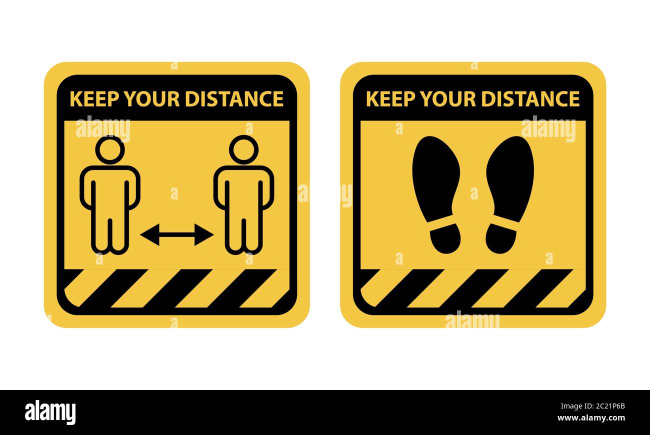 Social distancing warning sign, vector illustration Stock Vector Image ...