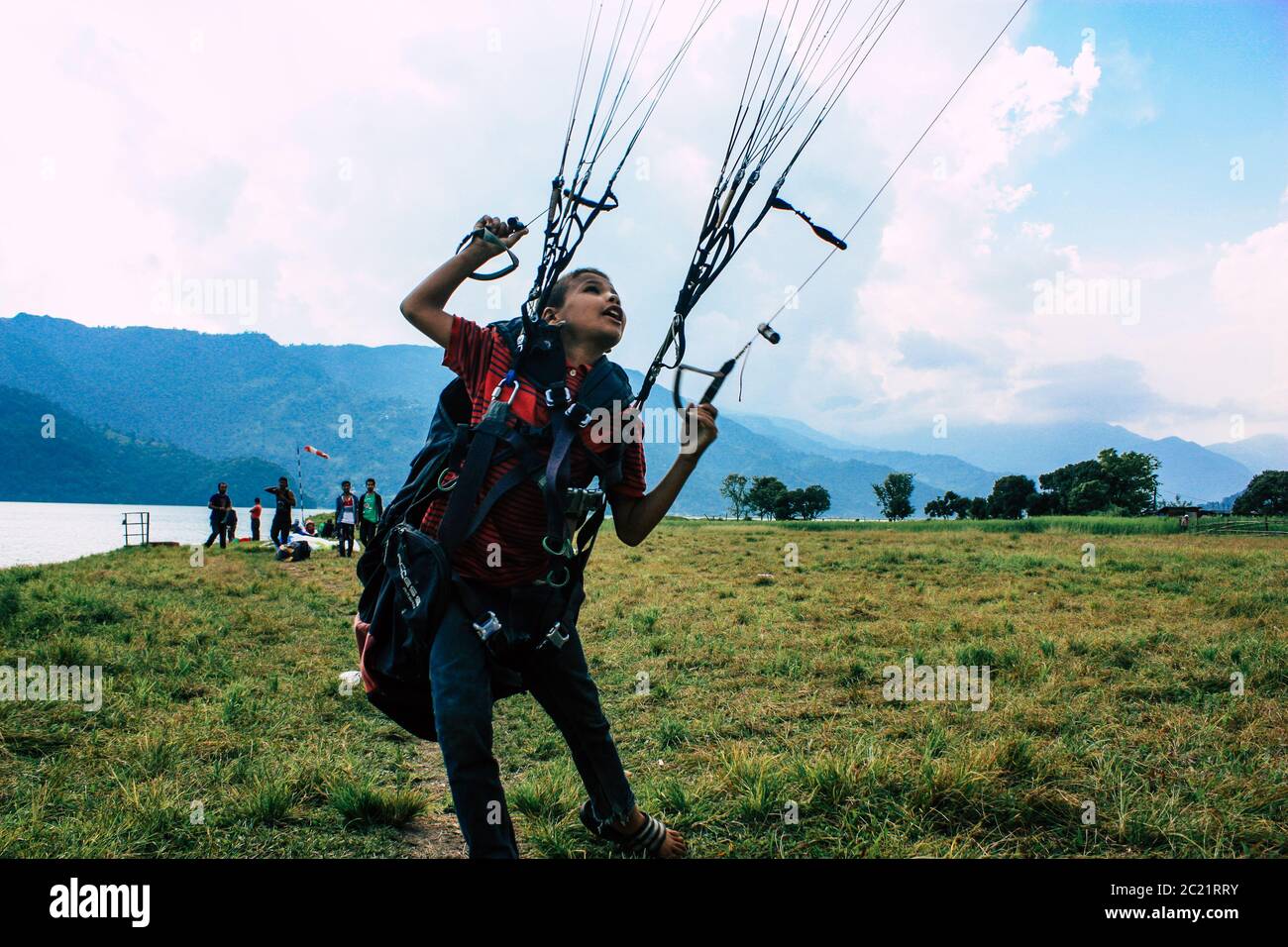 Pokhara Nepal October 6, 2018 Portrait of a young Nepali kid learning ...