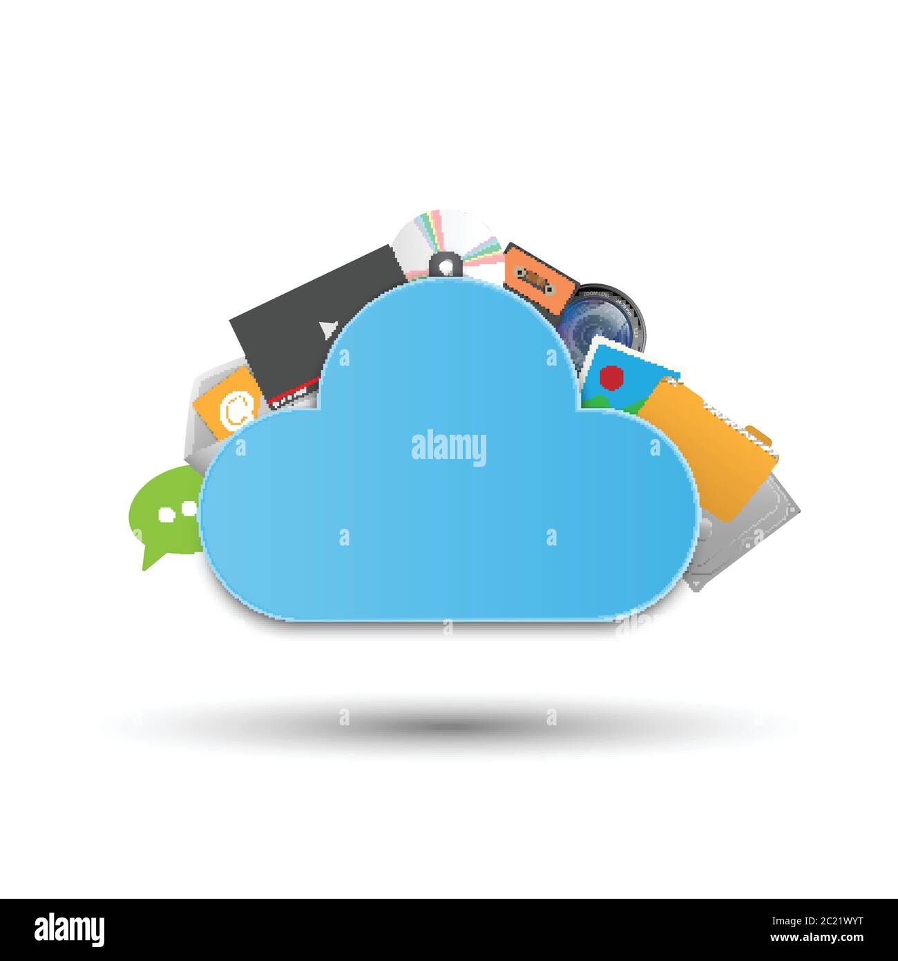 Cloud storage system technology concept, data backup concept, vector ...