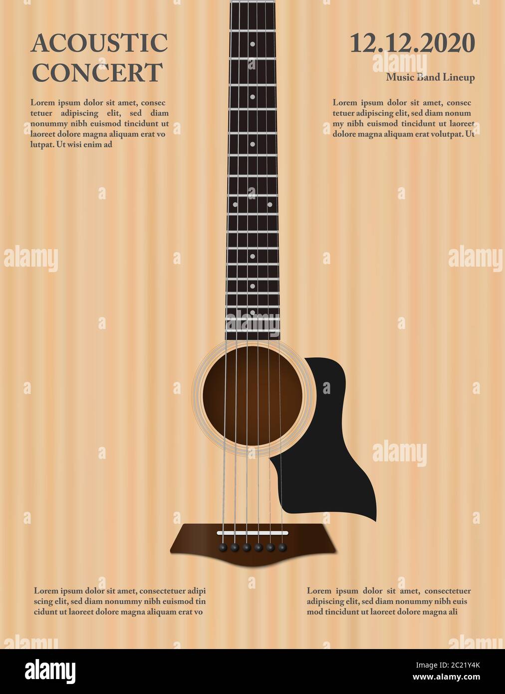 Acoustic music festival flyer poster design template, acoustic guitar ...