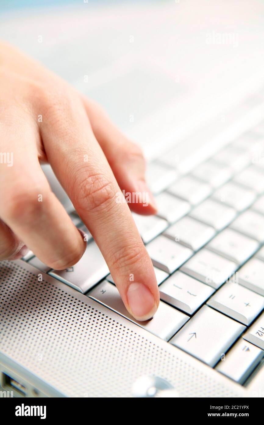 Hands and computer Stock Photo - Alamy