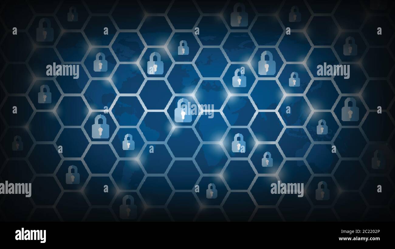 Cyber technology security, network protection background design, vector ...