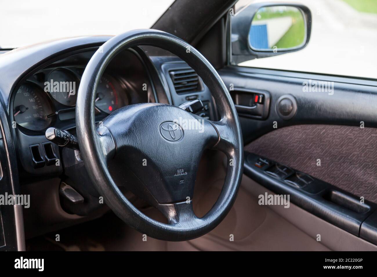 Novosibirsk, Russia - 11.06.20: Interior of Toyota Caldina car of 2000 ...