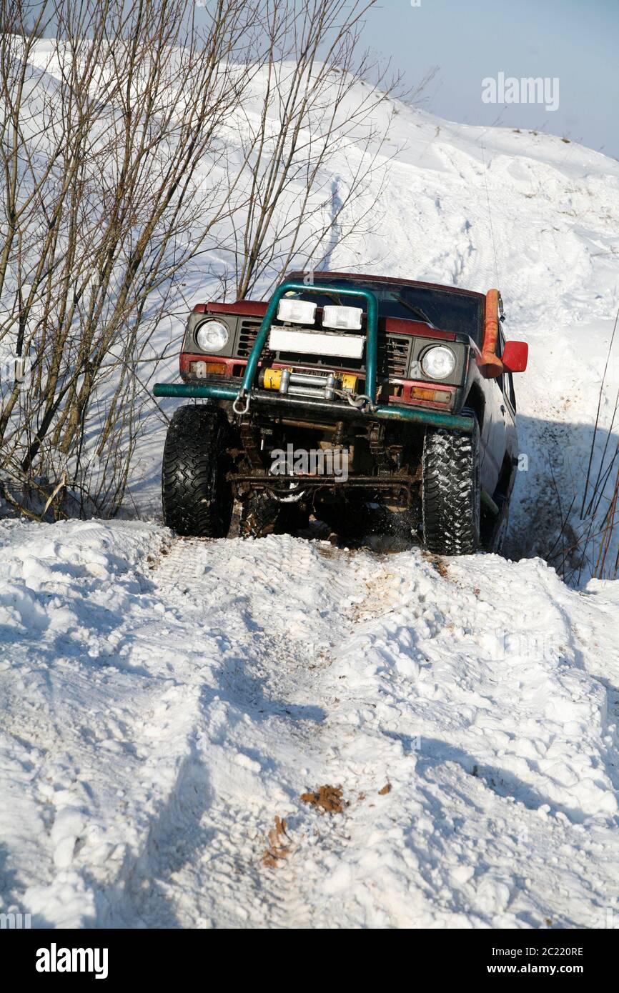 a 4X4 Jeep on the snow. Winter Stock Photo - Alamy