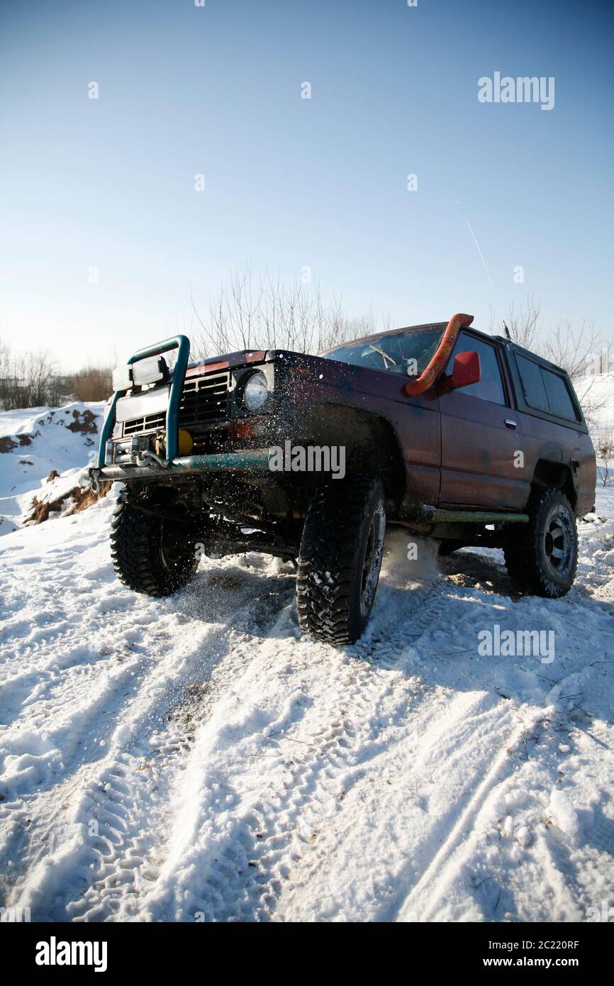 a 4X4 Jeep on the snow. Winter Stock Photo - Alamy