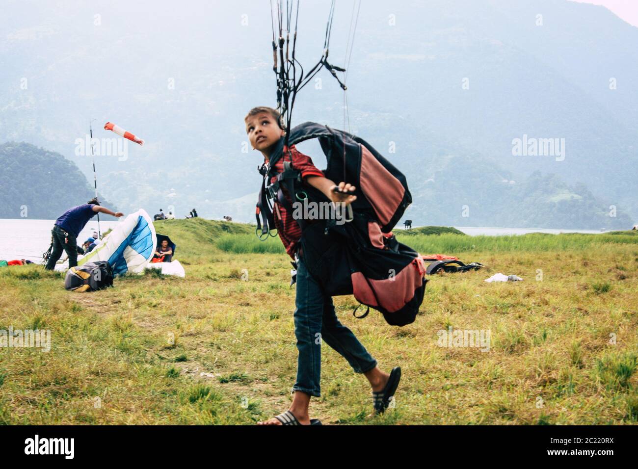 Pokhara Nepal October 6, 2018 Portrait of a young Nepali kid learning ...