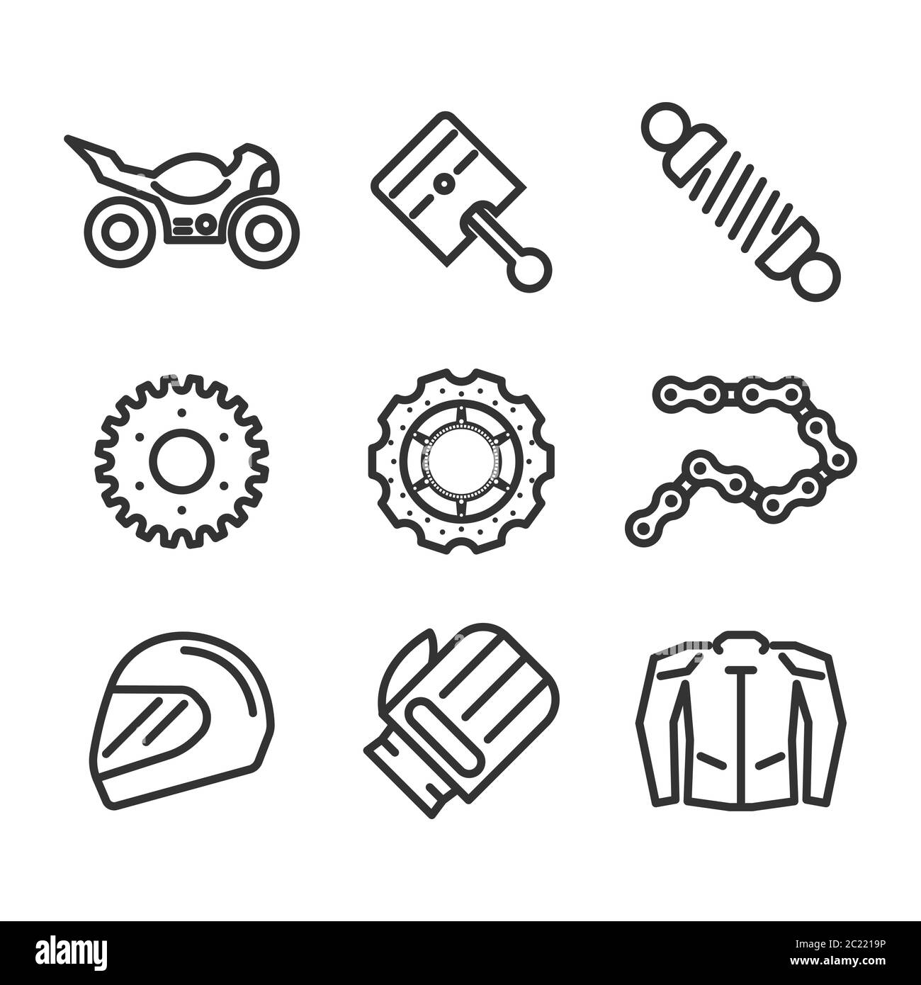 Motorcycle set icons vector Black and White Stock Photos & Images - Alamy