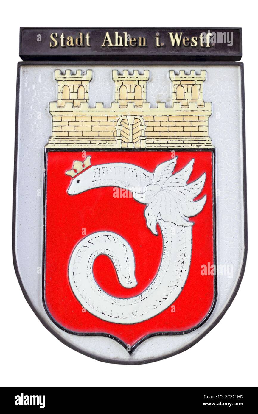 City coat of arms of Ahlen Stock Photo - Alamy